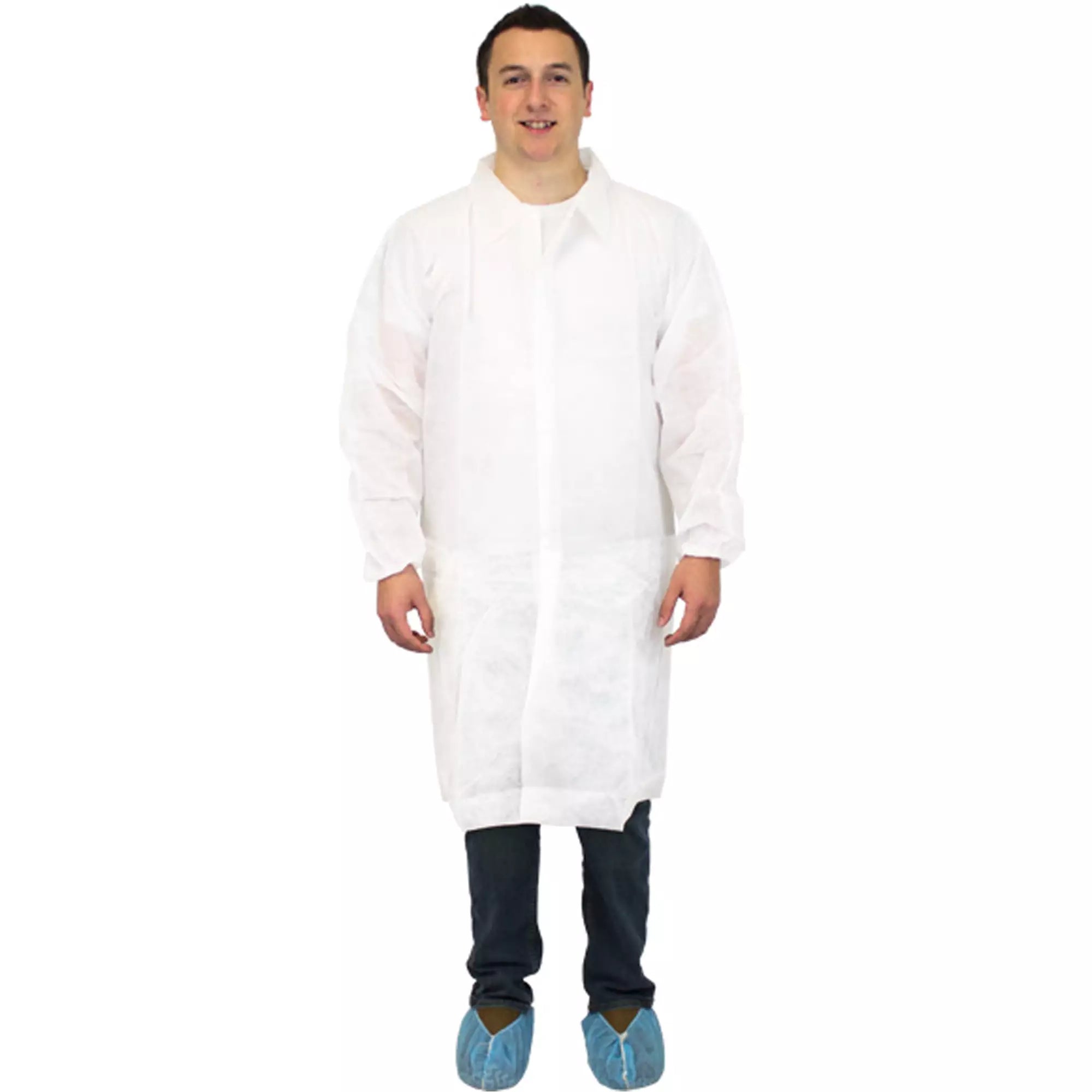 Disposable Poly Lab Coat- DLWH-(SIZE)-ENP-EW - 30/CS